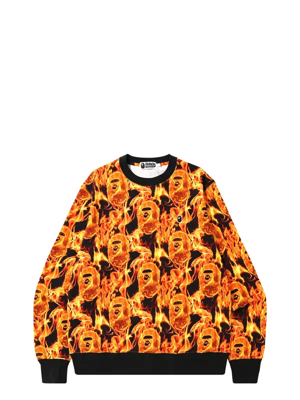 BAPE Flame Wide Crewneck - Orange