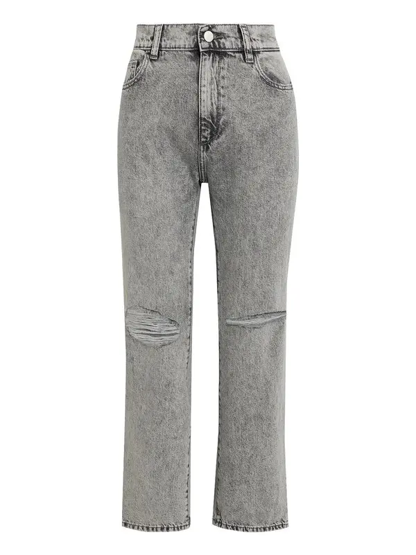 DL1961 Patti Distressed Straight-leg Jeans - Gray