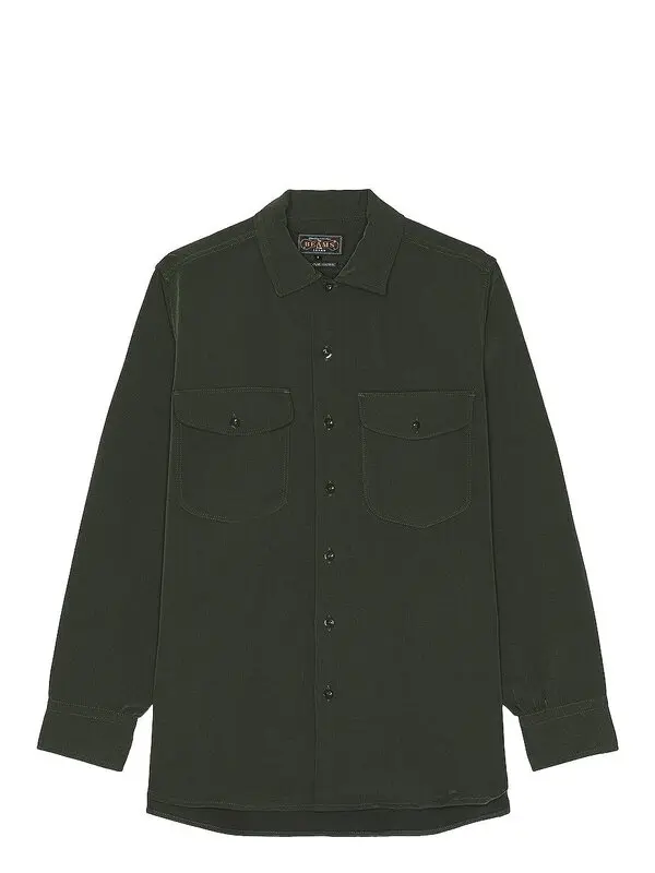 BEAMS Work Classic Fit Pe Twill Shirt - Green