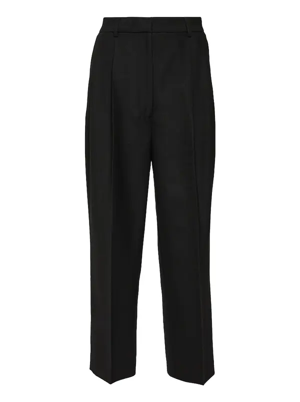 TOTEME High-rise Cropped Straight Pants - Black