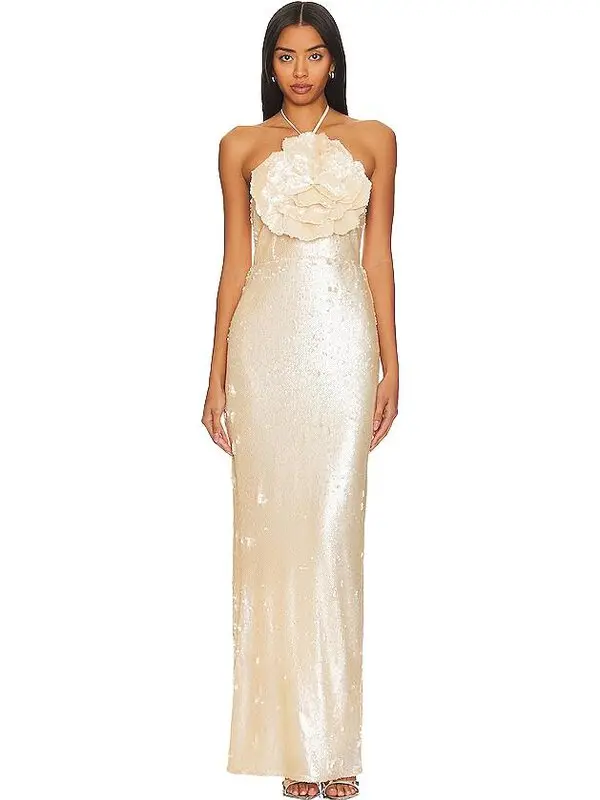 LOVERS AND FRIENDS X Rachel Lilium Gown - Beige Neutral
