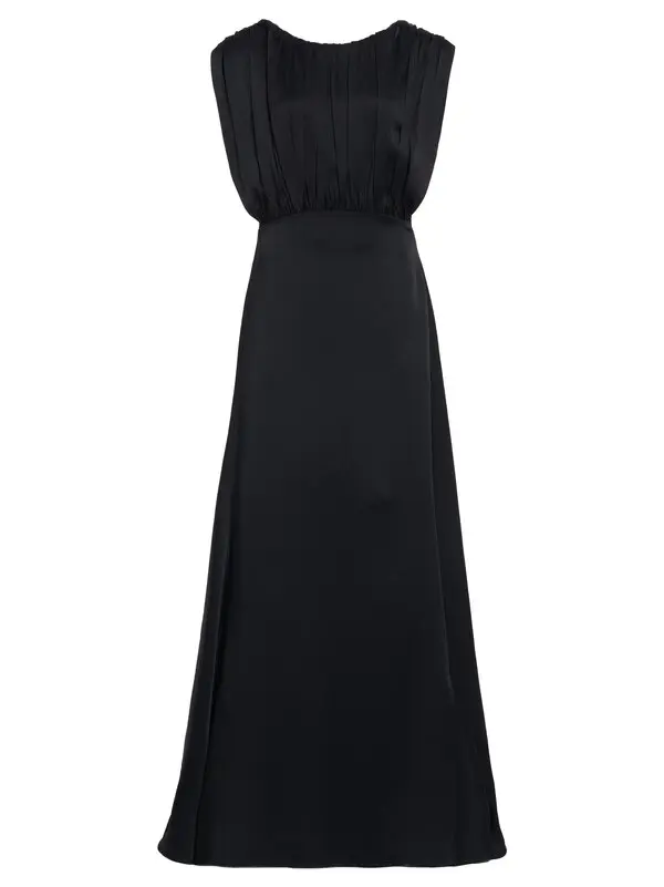 JIL SANDER Ruched Satin Maxi Dress - Black