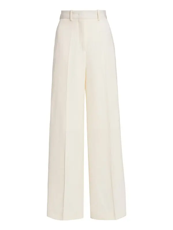 JIL SANDER Pleated Wide-leg Silk-blend Pants - Ivory