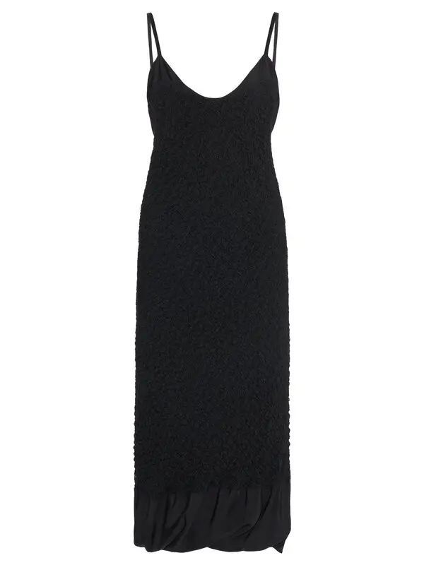 JIL SANDER Textured Cotton-blend Midi Dress - Black