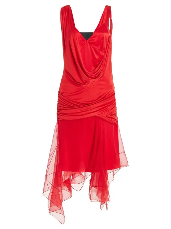 Givenchy Draped Silk Mini Dress - Red