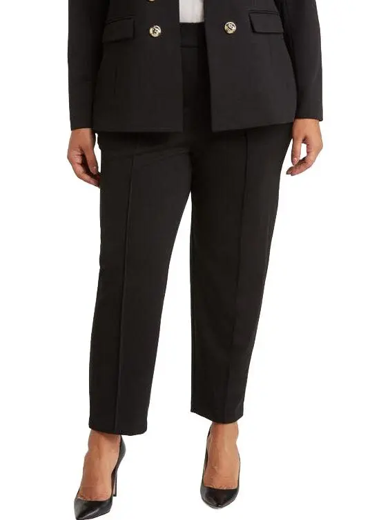 TAHARI ASL Pintuck Tapered Leg Trousers - Black