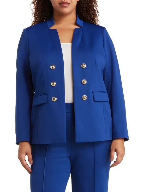 TAHARI ASL Faux Double Breasted Ponte Blazer - Cobalt