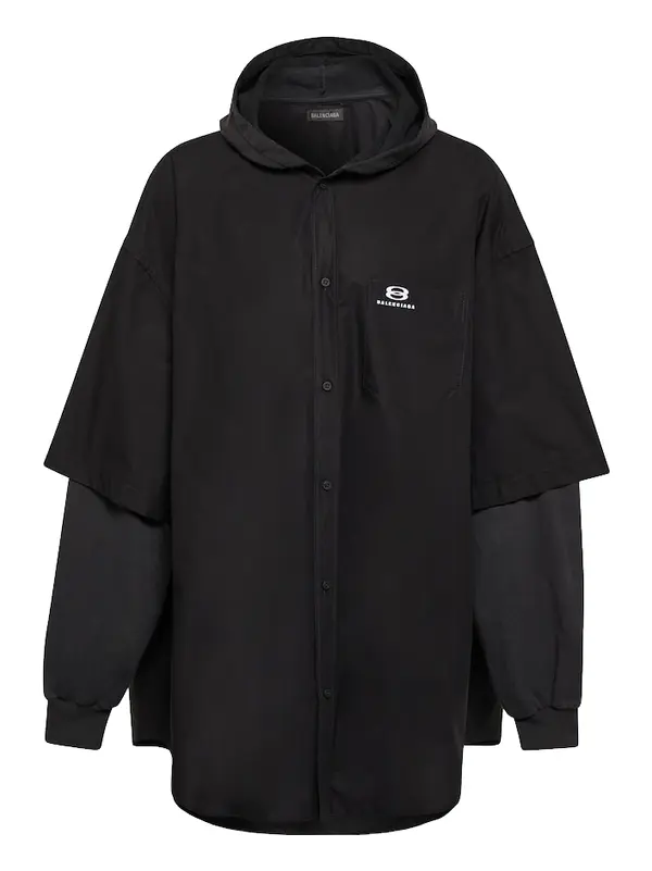 Balenciaga Patched Cotton Poplin And Fleece Jacket - Black