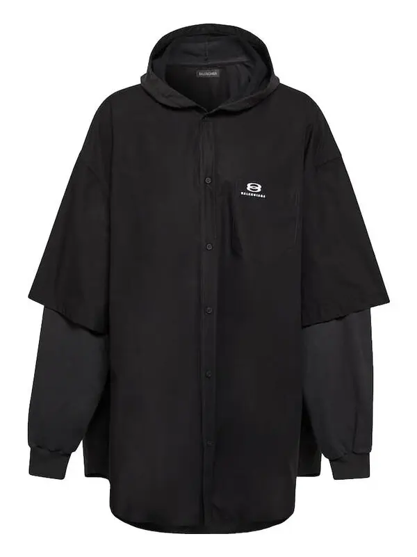 Balenciaga Patched Cotton Poplin And Fleece Jacket - Black