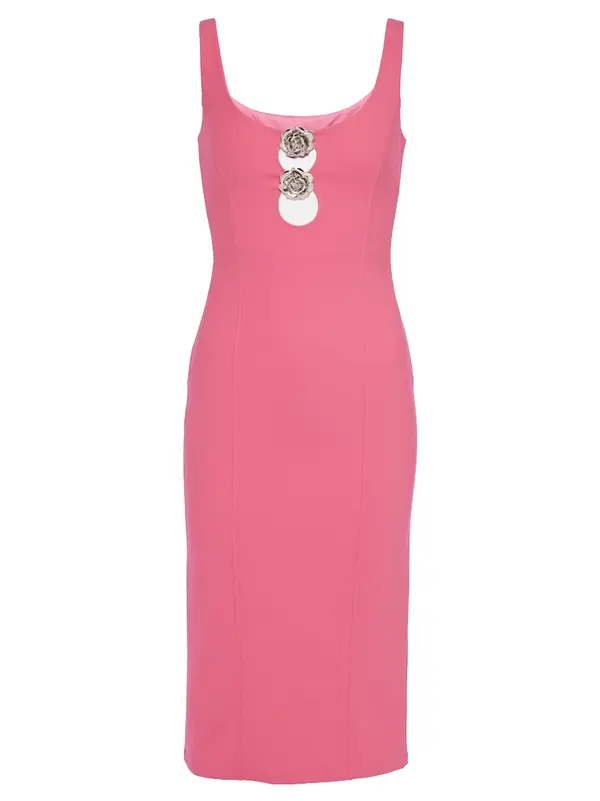 Blumarine Embellished Cutout Midi Dress - Pink