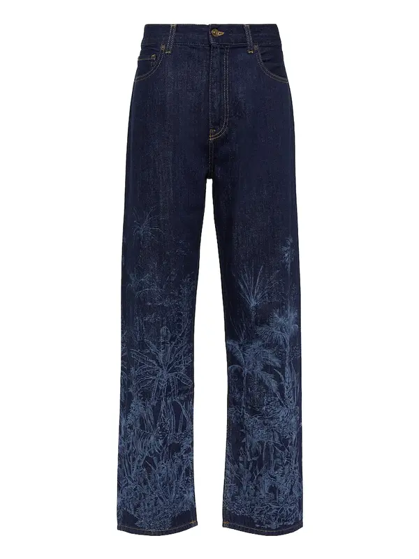 Alanui Jungle Printed High-rise Jeans - Blue