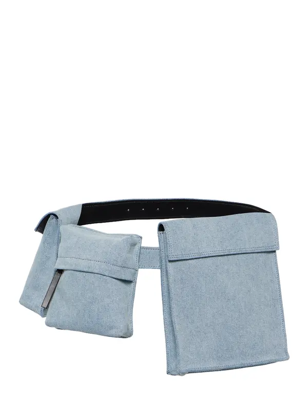 Attico Leather-trimmed Denim Belt Bag - Blue