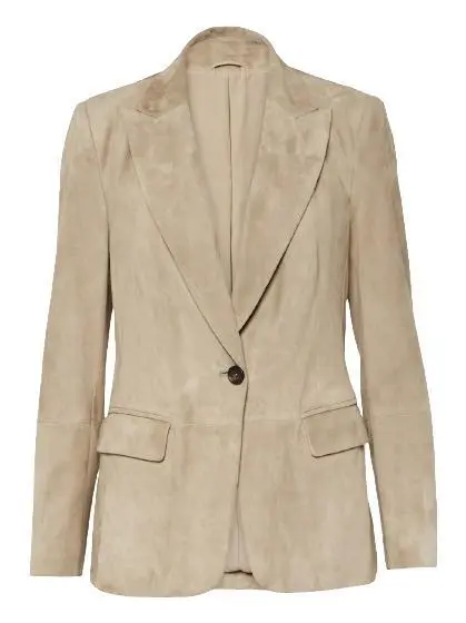 Brunello Cucinelli Embellished Suede Blazer - Beige