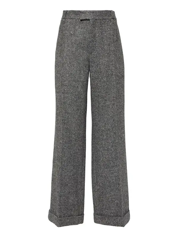 Brunello Cucinelli Herringbone Flared Trousers - Grey