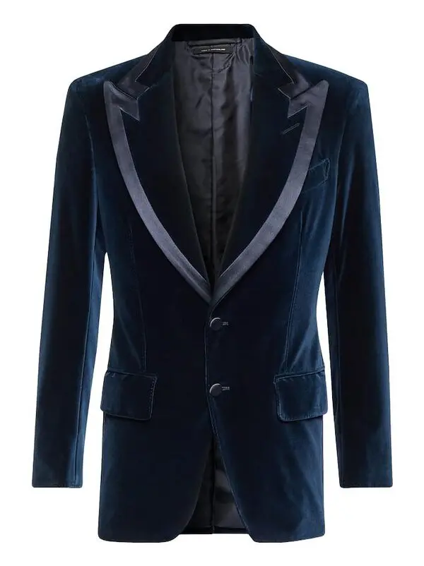 TOM FORD Atticus Velvet Tuxedo Jacket - Blue