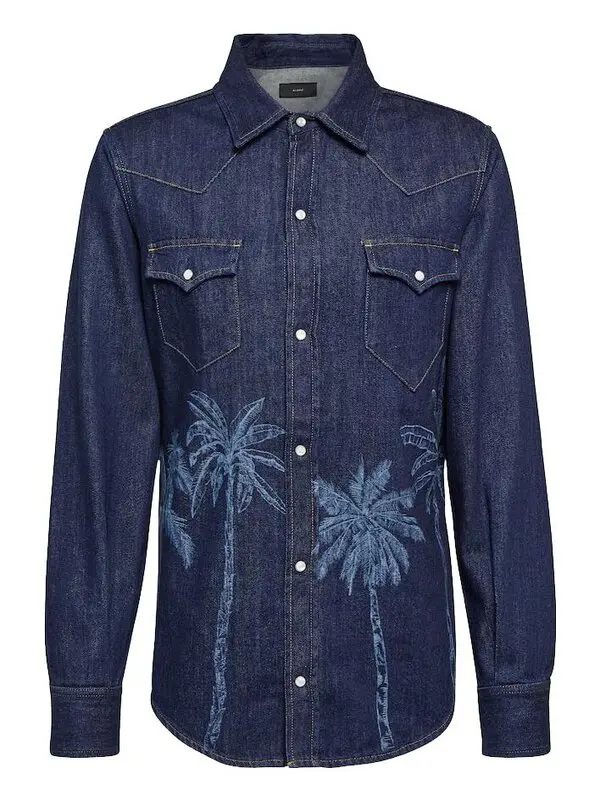 Alanui Jungle Printed Denim Shirt - Blue