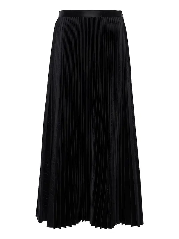 Alaïa Pleated Croc-effect Midi Skirt - Black
