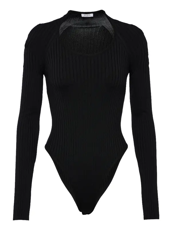 Alaïa Ribbed-knit Bodysuit - Black