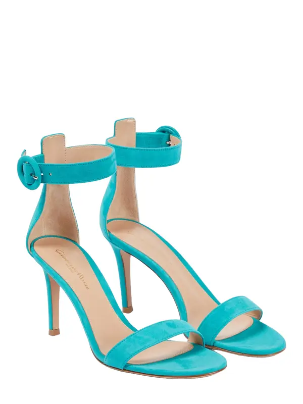 GIANVITO ROSSI Portofino 85 Suede Sandals - Blue