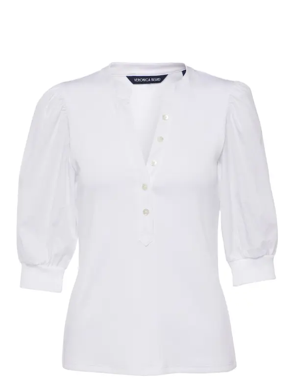 Veronica Beard Coralee Puff-sleeve Top - White