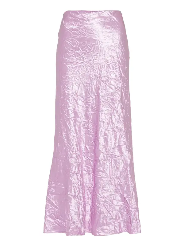 Attico Crinkled Satin Slip Skirt - Pink