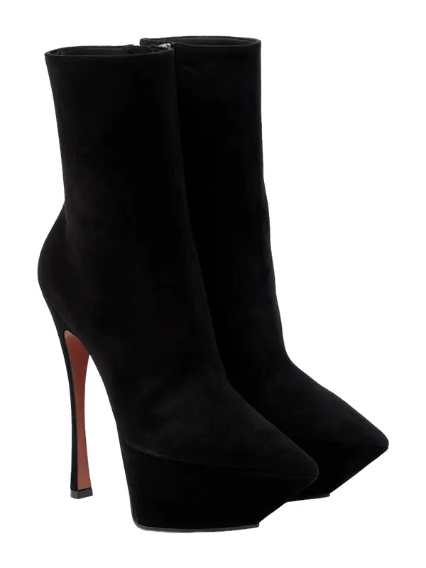 Amina Muaddi Yigit 150 Suede Ankle Boots - Black