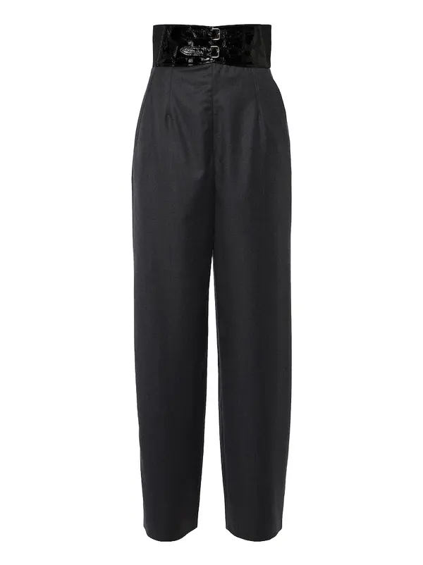 Alaïa High-rise Virgin Wool Straight Pants - Grey