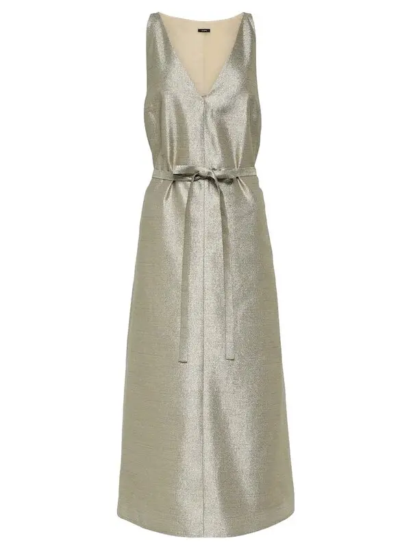 JOSEPH Desiree Metallic Midi Dress - Silver