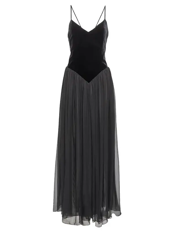 Chloé Velvet And Silk Maxi Dress - Black