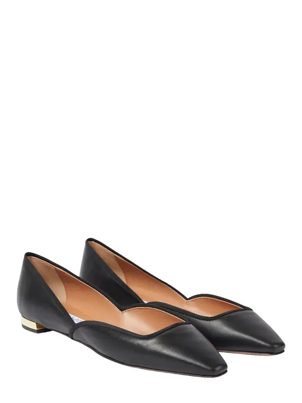 AQUAZZURA Maia Leather Ballet Flats - Black