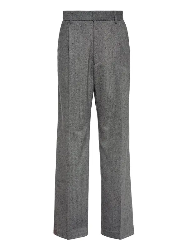 WINNIE N.Y.C Wool And Mohair Herringbone Pants - Grey