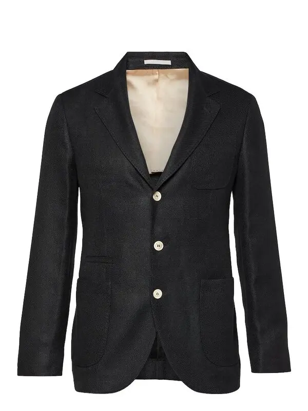 Brunello Cucinelli Linen, Wool, And Silk Blazer - Black