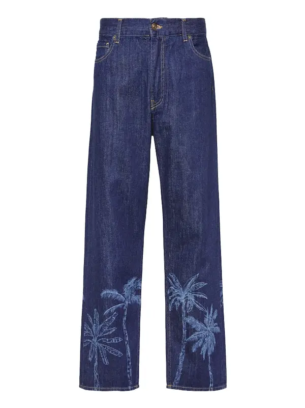 Alanui Jungle Printed Straight Leg Jeans - Blue