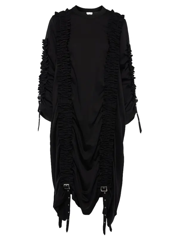 Noir Kei Ninomiya Ruched Cotton Midi Dress - Black