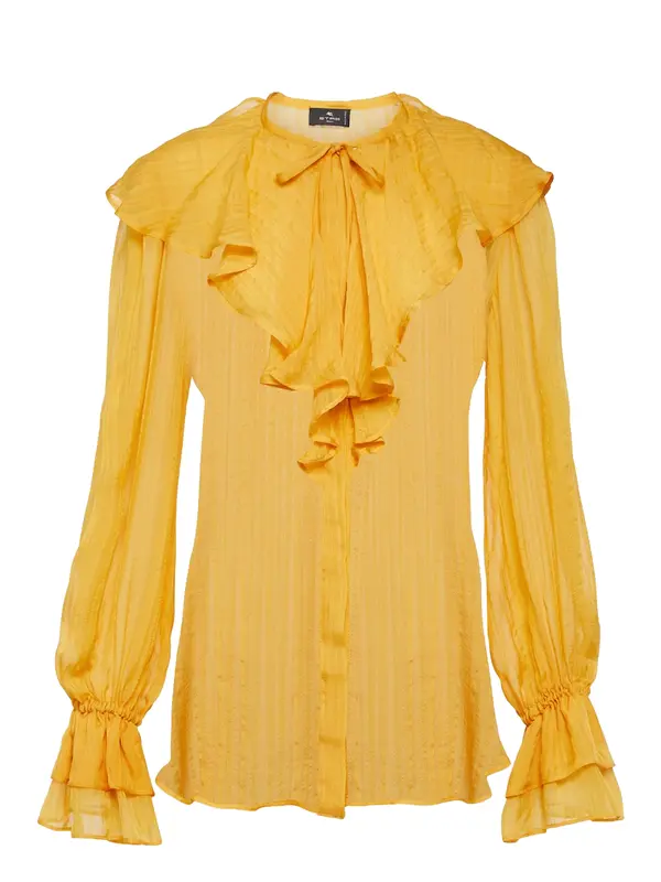 Etro Ruffled Silk Blouse - Yellow
