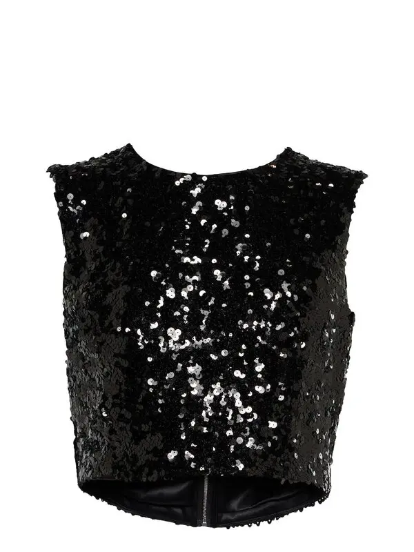 Dolce & Gabbana Sequined Crop Top - Black