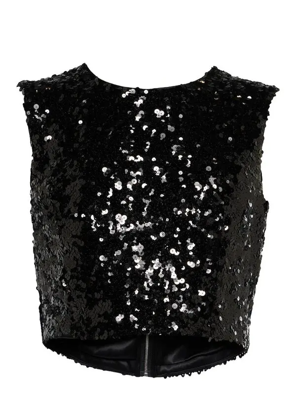 Dolce & Gabbana Sequined Crop Top - Black