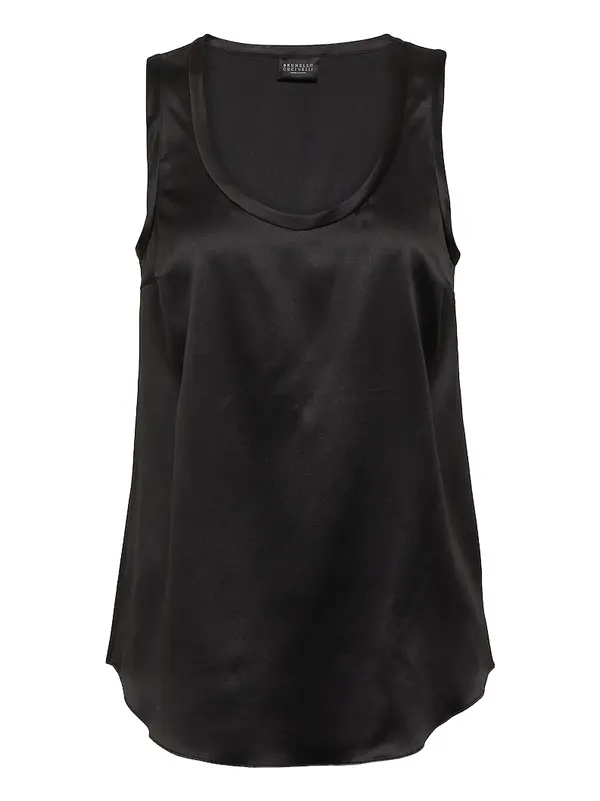 Brunello Cucinelli Silk-blend Tank Top - Black
