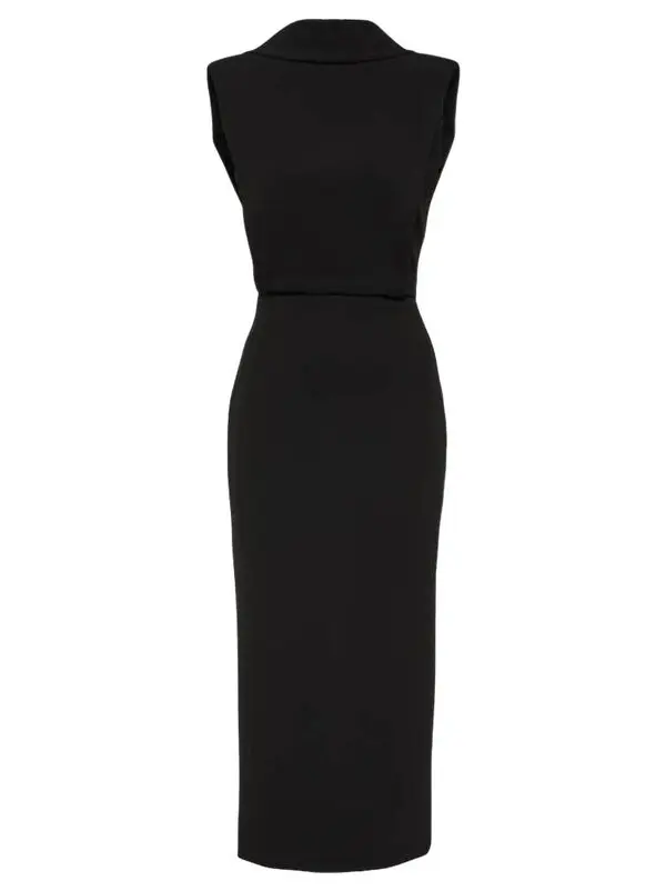 Roland Mouret High Neck Cady Midi Dress - Black