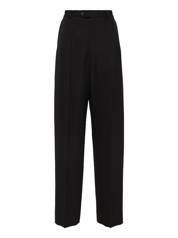 Balenciaga Mid-rise Wide-leg Wool Pants - Black