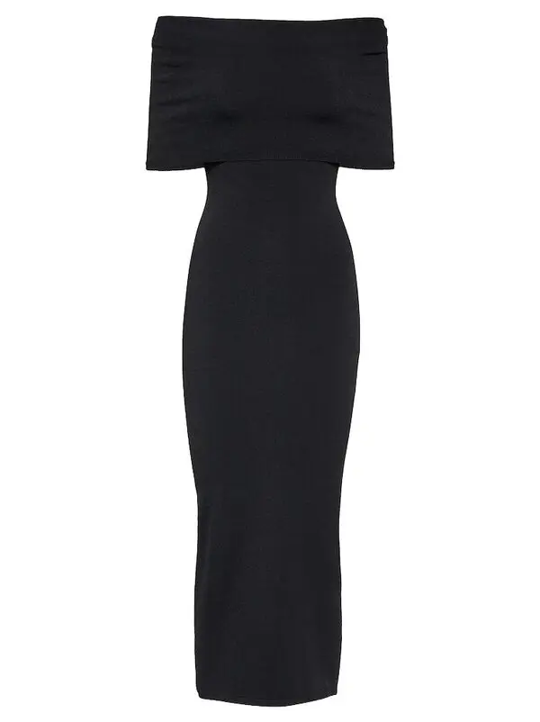 Wardrobe.NYC Off-the-shoulder Ribbed-knit Midi Dress - Black
