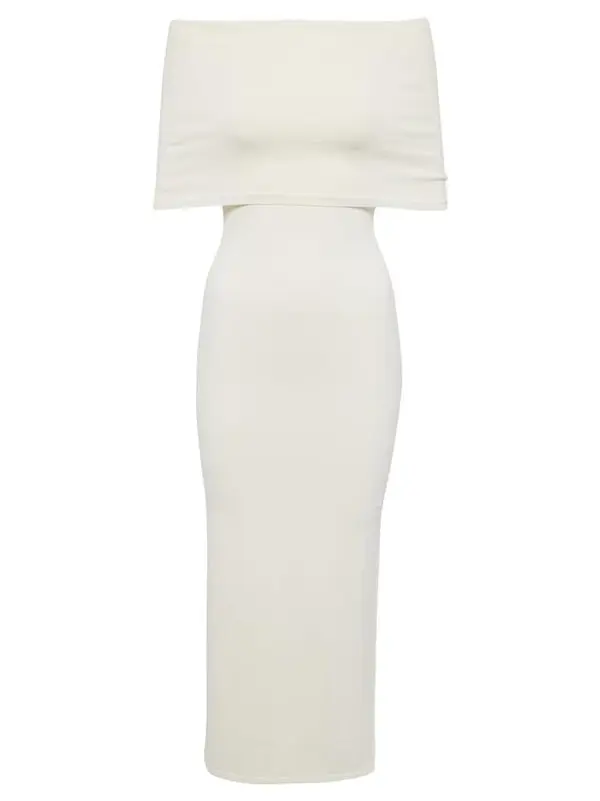 Wardrobe.NYC Off-the-shoulder Ribbed-knit Midi Dress - White