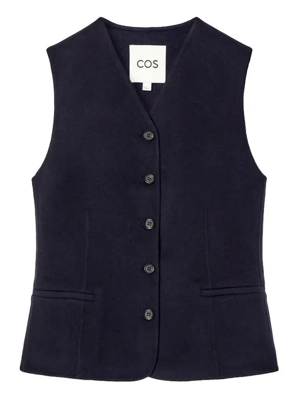 Cos Double-faced Wool Vest - Navy