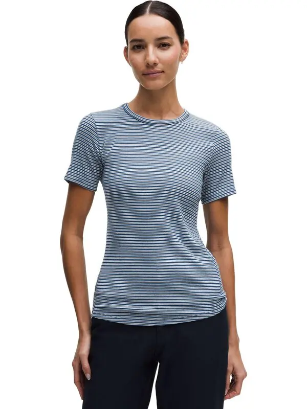 Lululemon Hold Tight Fitted Short-sleeve Shirt - Surround Stripe Prep Blue Coconut Ivory