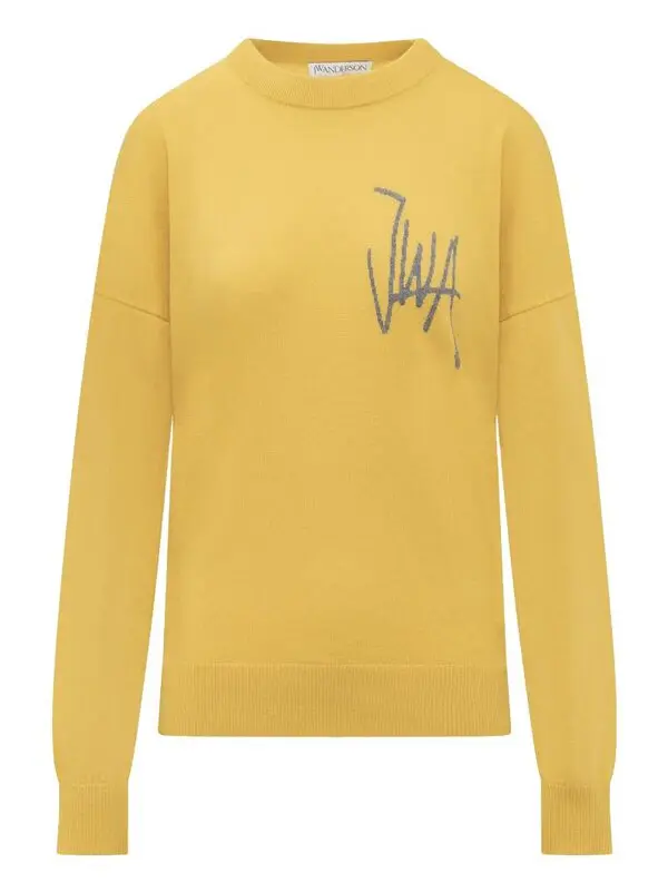 JW Anderson Logo Jacquard Wool Sweater - Yellow