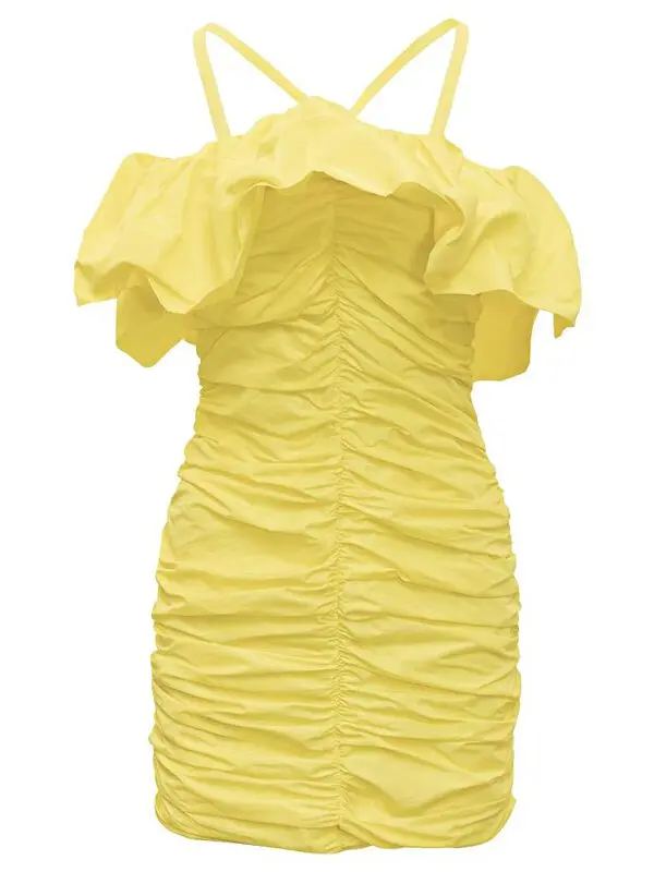MSGM Taffeta Mini Sheath Dress - Yellow