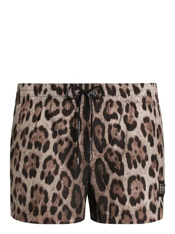 Dolce & Gabbana Leopard Print Swim Trunks - Animal Print