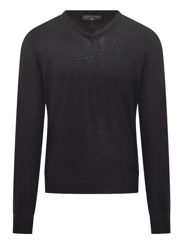 FILIPPO DE LAURENTIIS Wool V-neck Sweater - Blue