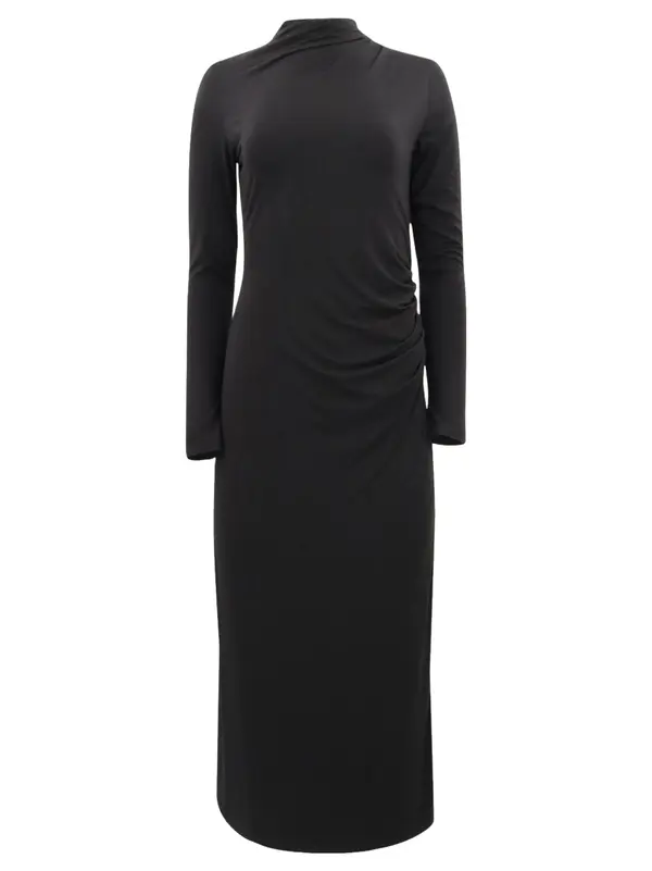 Vince Ruched Detail Flared Midi Dress - Black