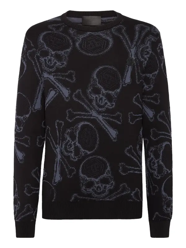 Philipp Plein Skull And Bones Jacquard Jumper - Black